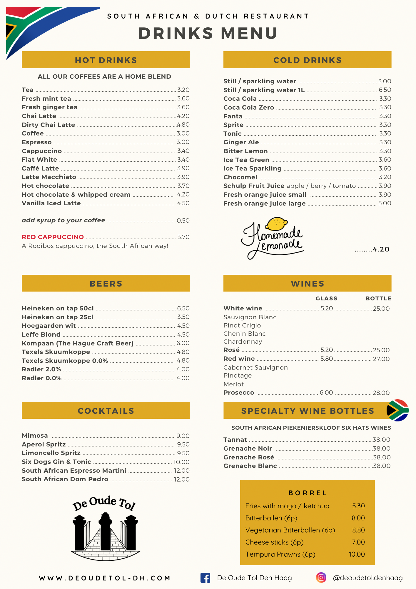 Menu – De Oude Tol
